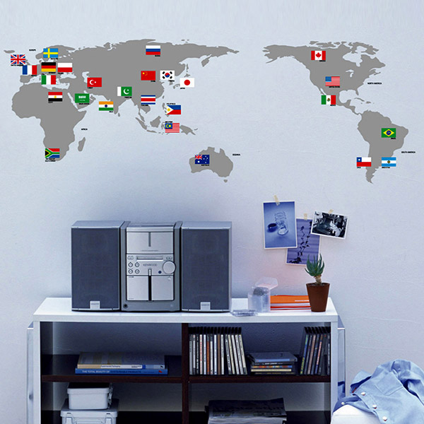 Shop Map With Flags Wall Decal Medium 50 x 70 cm - Dubai, Sharjah, Abu ...