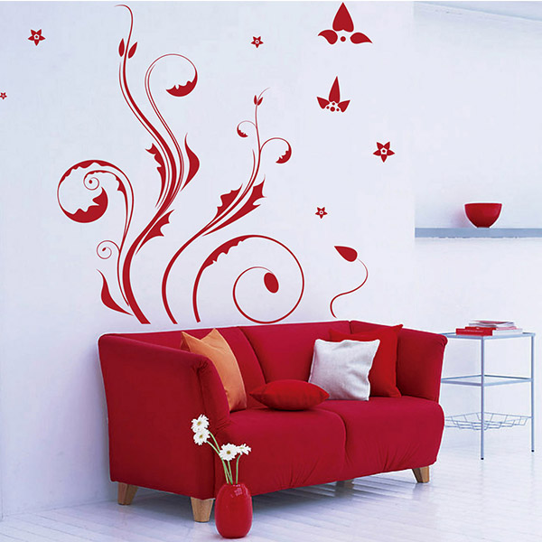 Shop Red Floral Pattern Wall Decal Medium 50 x 70 cm - Dubai, Sharjah ...